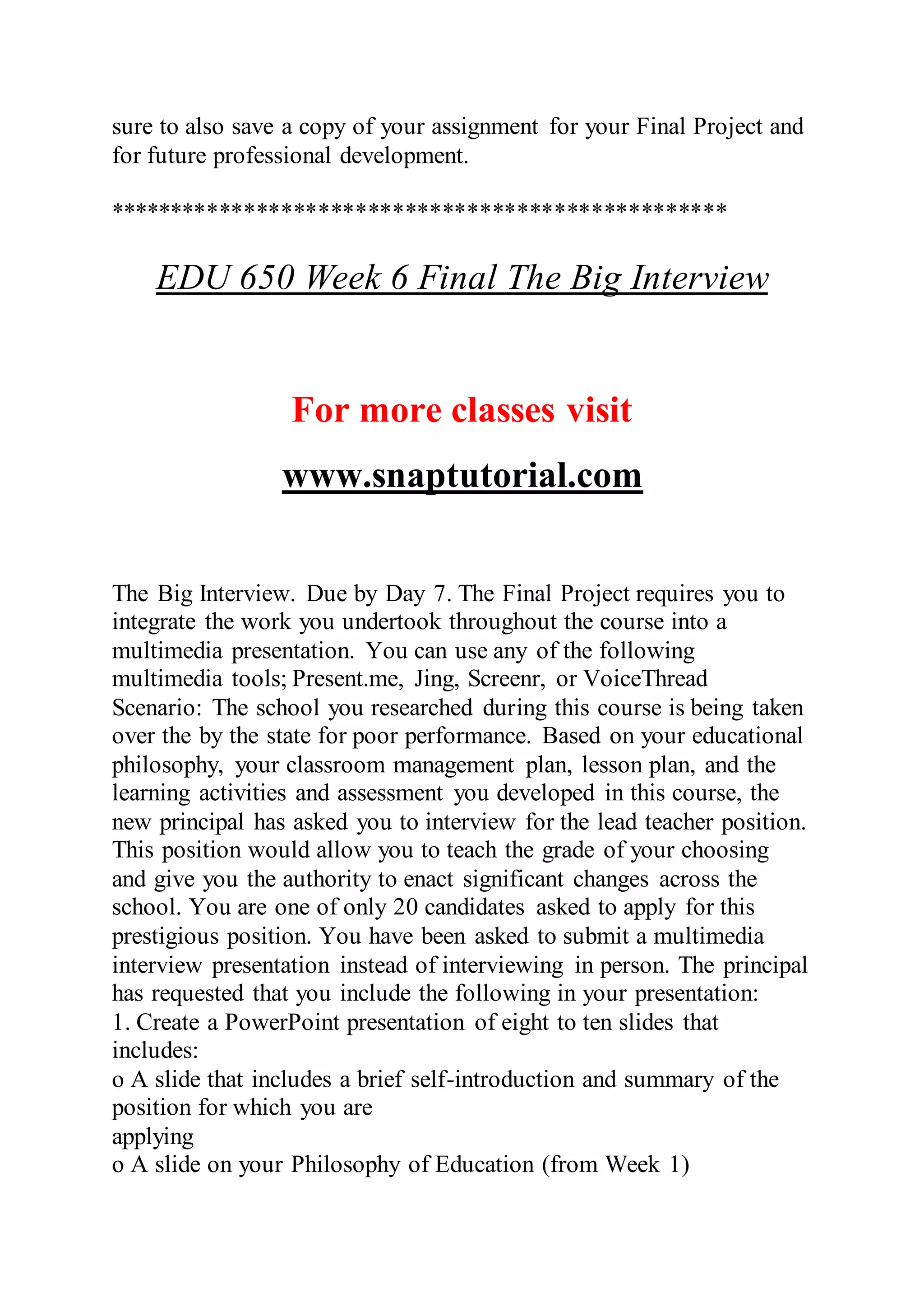 EDU 650 Exceptional Education / snaptutorial.com | DOCX | Educational Assessment | Education