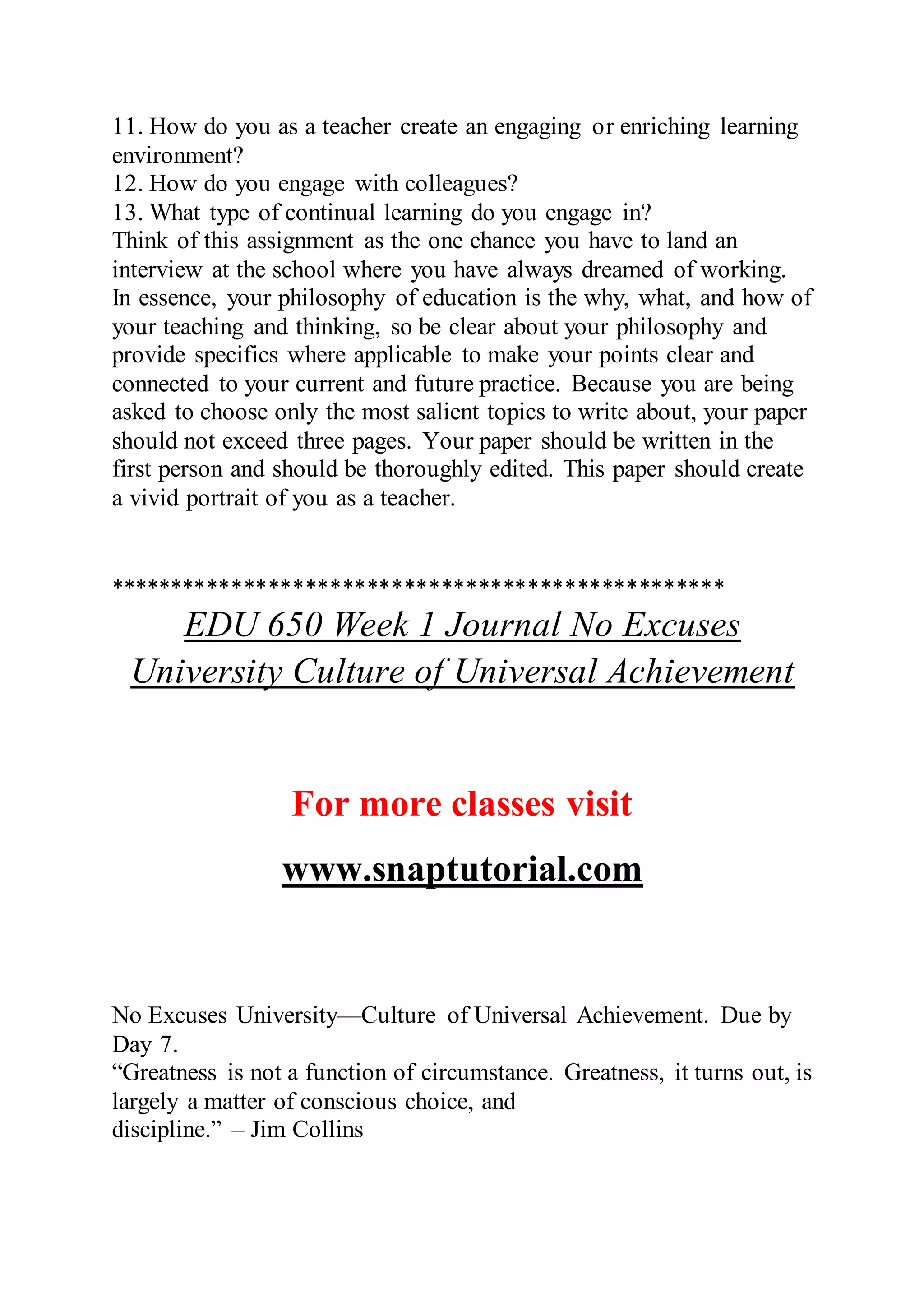 EDU 650 Exceptional Education / snaptutorial.com | DOCX