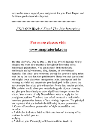 EDU 650 Exceptional Education / snaptutorial.com | DOCX | Educational ...