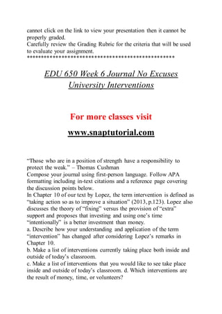 EDU 650 Exceptional Education / snaptutorial.com | DOCX | Educational Assessment | Education