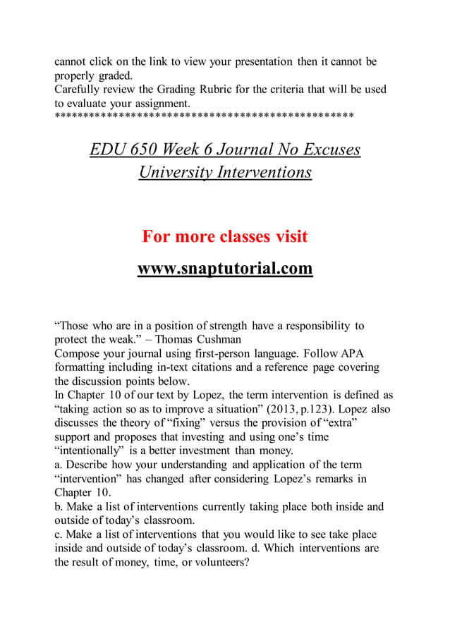 EDU 650 Exceptional Education / snaptutorial.com | PDF