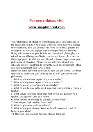 EDU 650 Exceptional Education / snaptutorial.com | DOCX | Educational ...