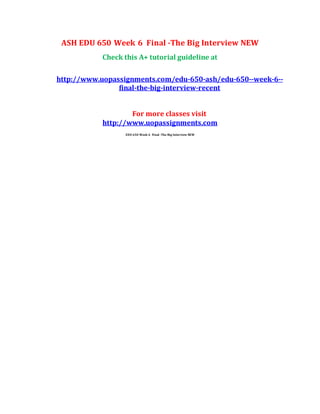 EDU 650 Entire Course NEW | PDF