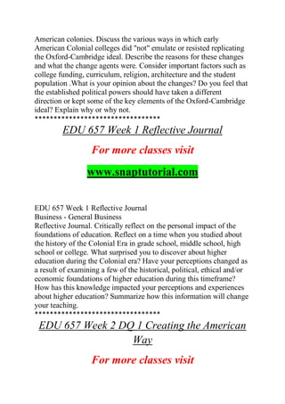 Edu 657 Enhance teaching / snaptutorial.com