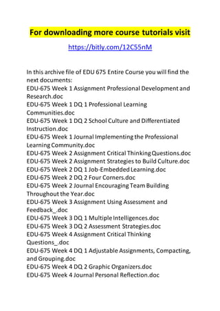 Edu 675 entire course | PDF