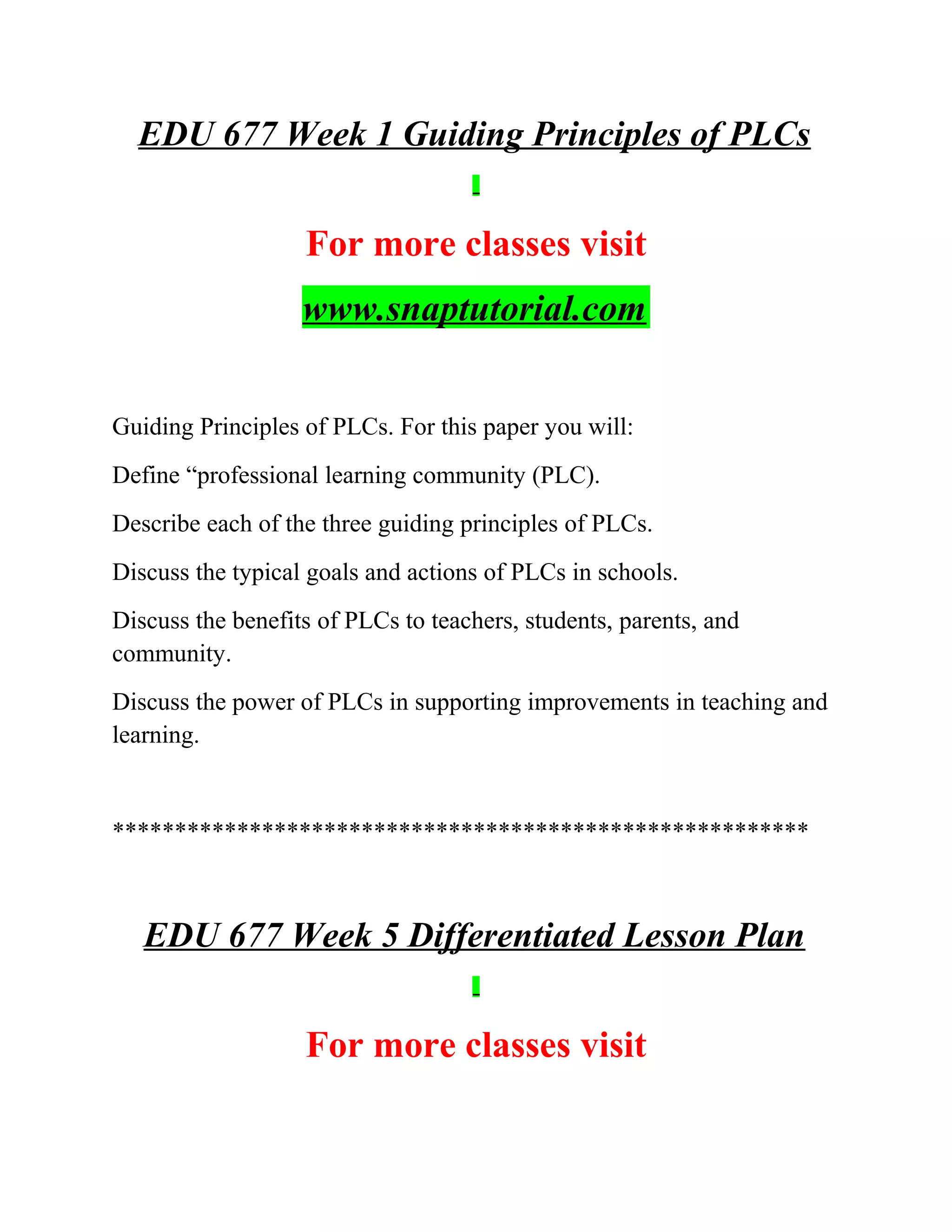 Edu 677 Massive Success / snaptutorial.com