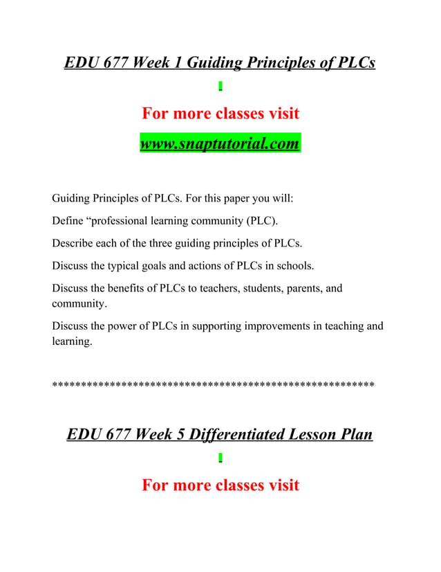 Edu 677 Massive Success / snaptutorial.com