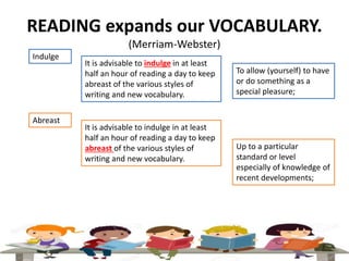 Edu 6 - Developmental Reading; Lesson 2: Significance of Reading | PPTX