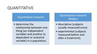 Quantitative research | PPTX | Educational Assessment | Education