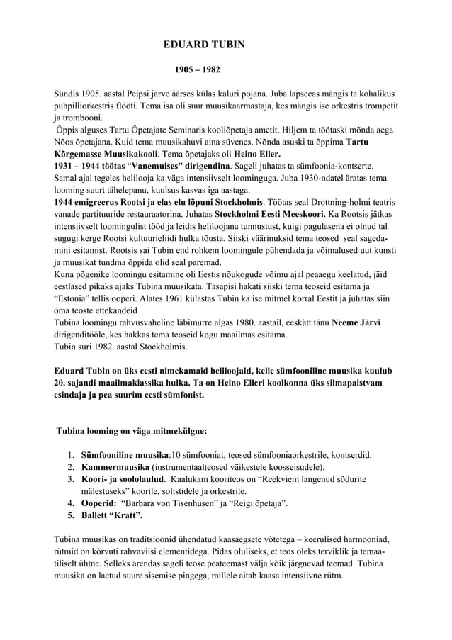 Eduard tubin | PDF