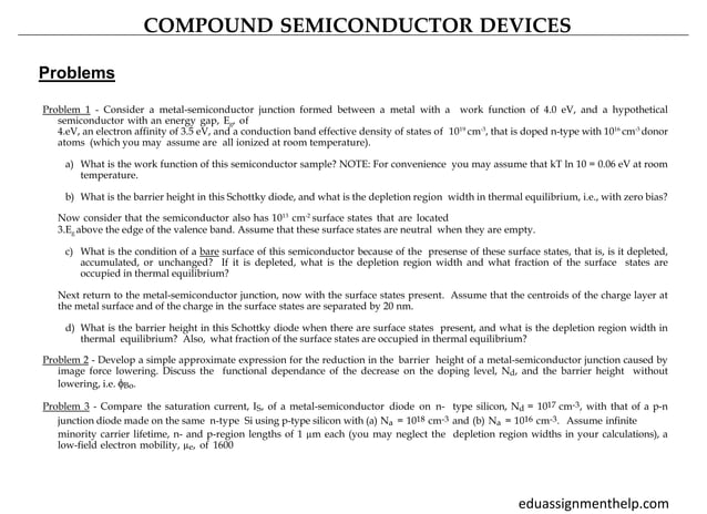 Semiconductor Assignment Help | PPT