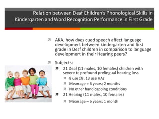 Educational Audiology: Auditory-Verbal Therapy and Cued Speech | PPTX