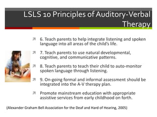 Educational Audiology: Auditory-Verbal Therapy and Cued Speech | PPTX