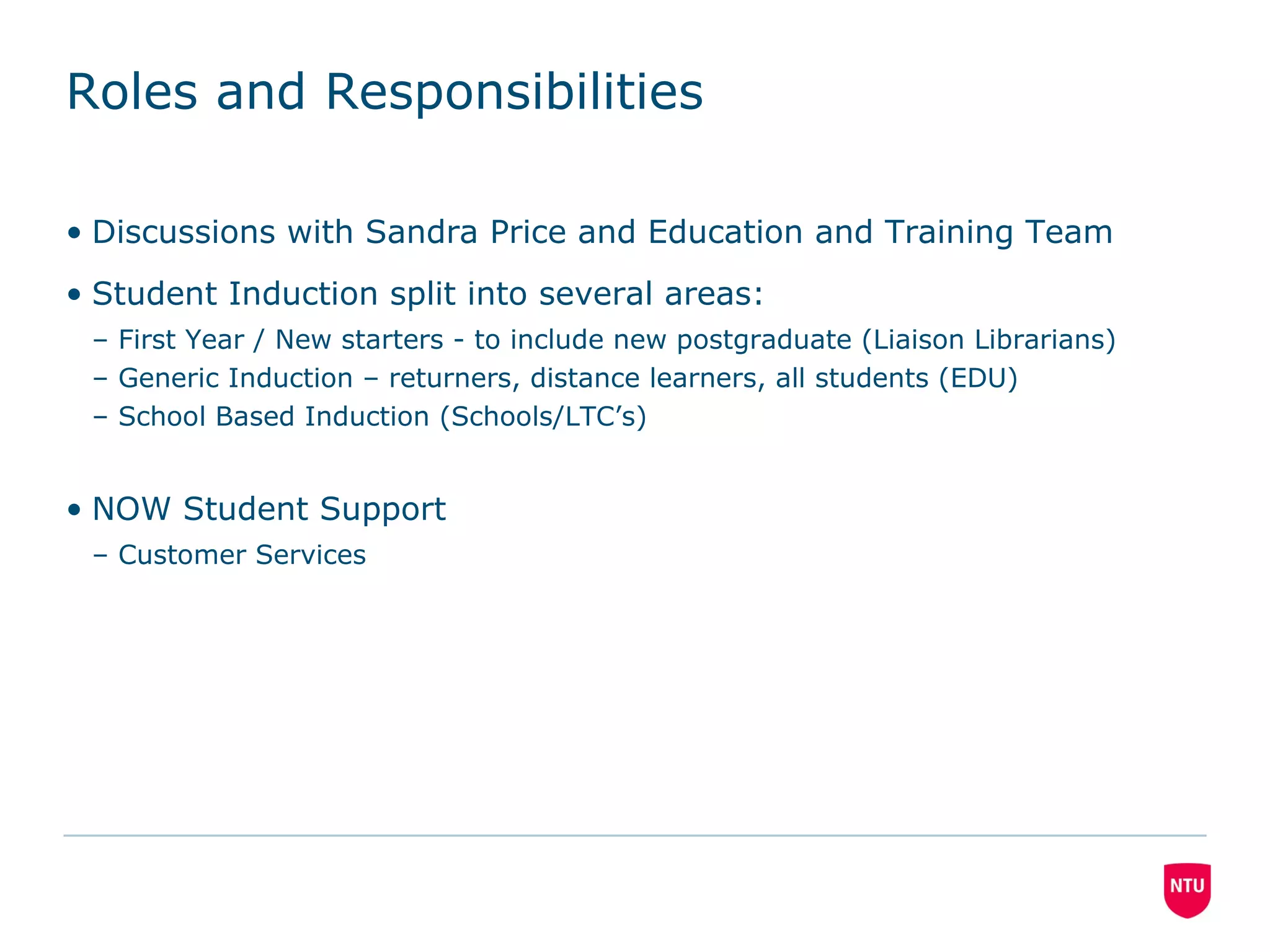 Student Induction in NOW | PPT