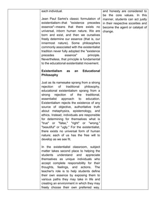 Educational philosophies.matrix form | DOCX