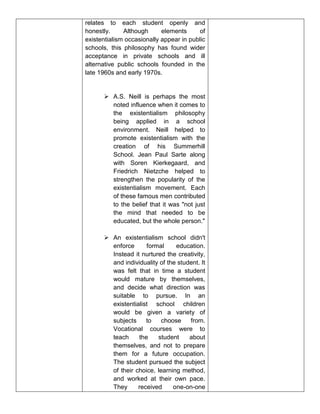 Educational philosophies.matrix form | DOCX