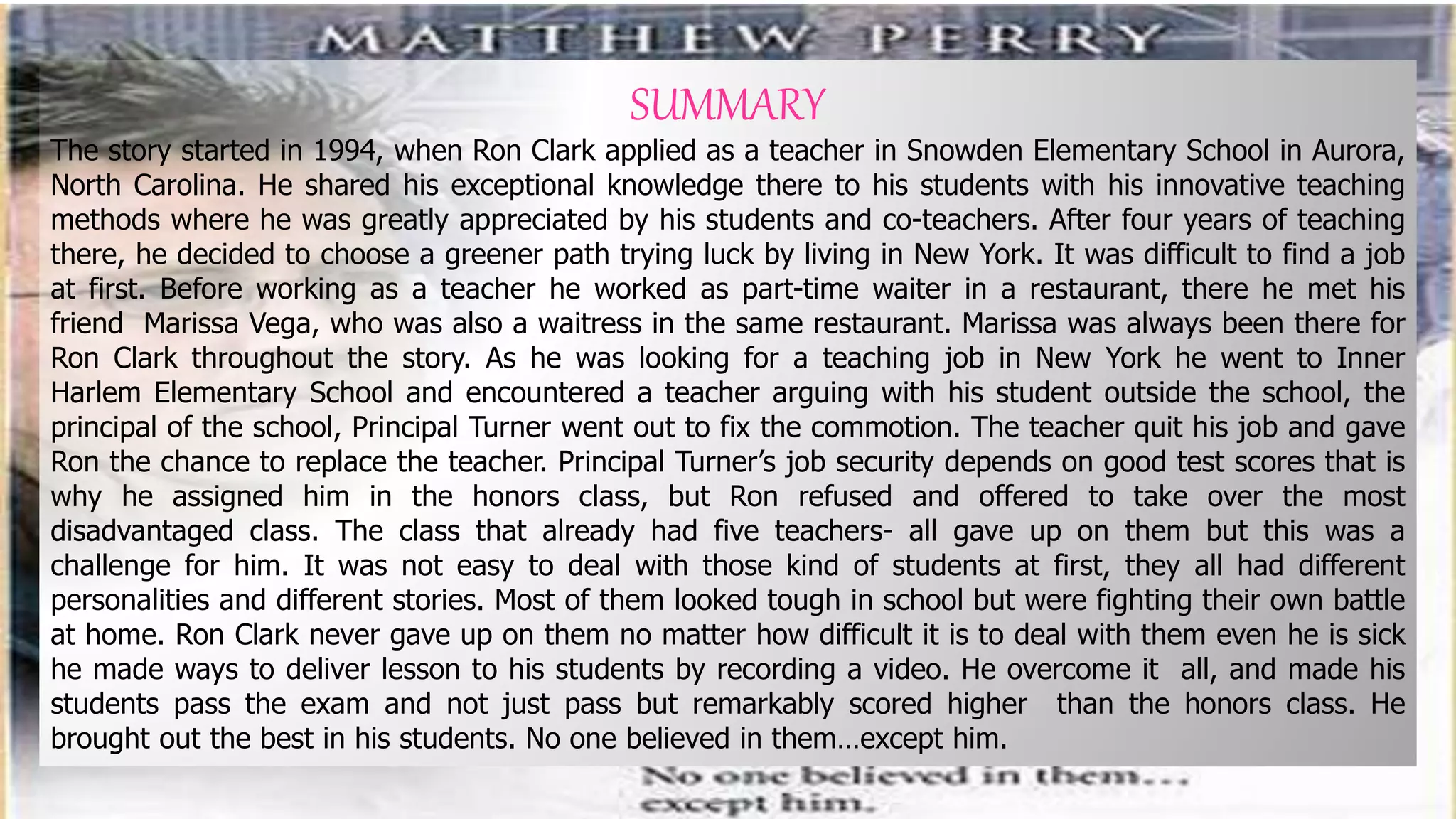 The Ron Clark Story Movie Review Presentation | PPTX | Education