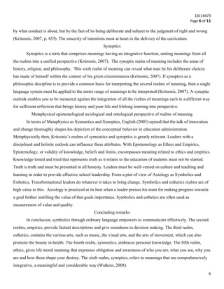 Dr. W.A. Kritsonis, Educational Philosophy | PDF