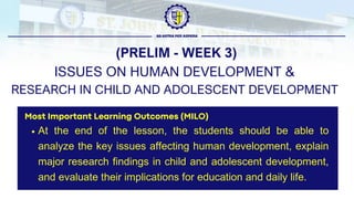 Issues on Human Development & Research in Child and Adolescent ...