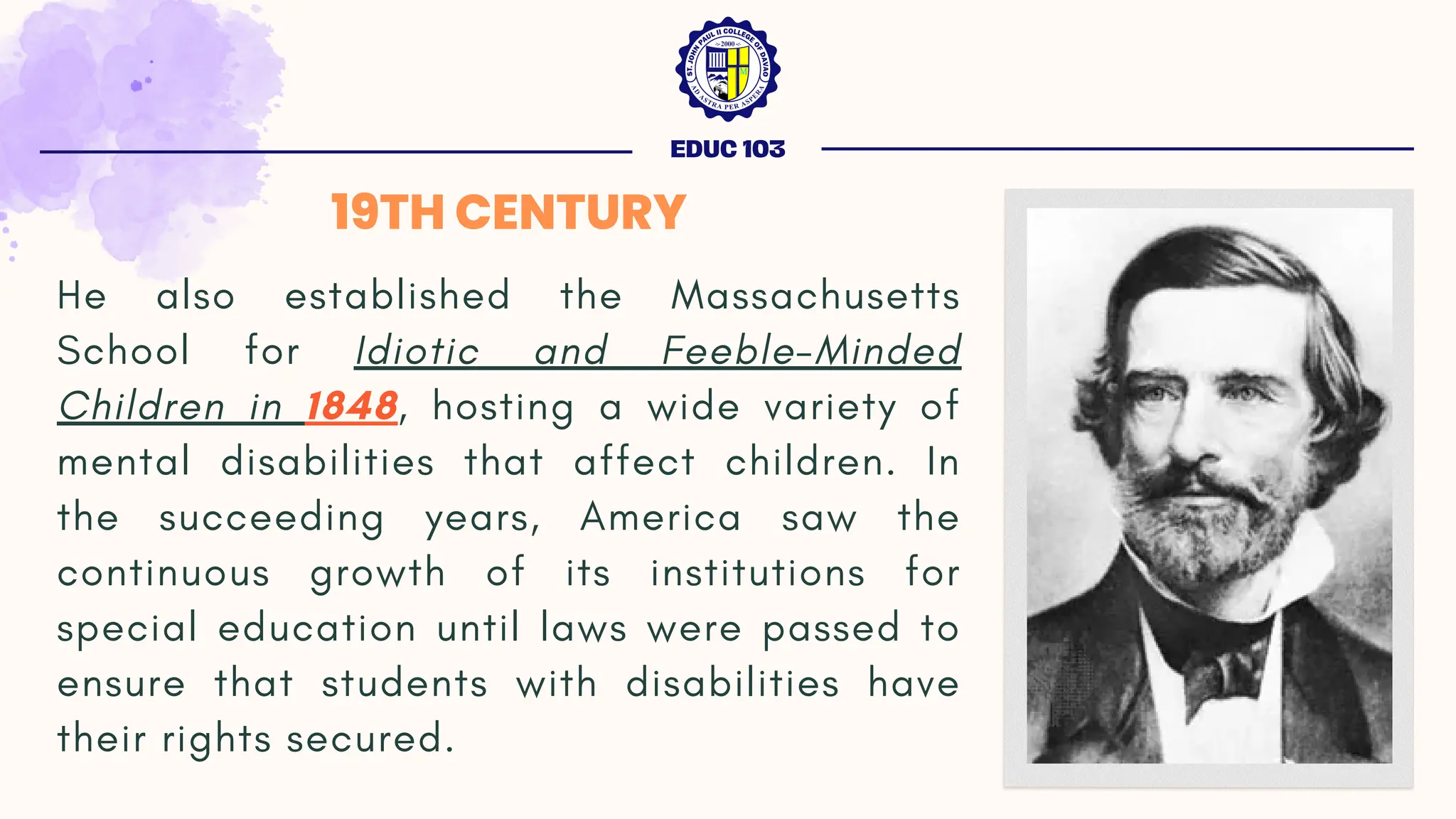 History of Education for Students with Disabilities (Foundation of ...