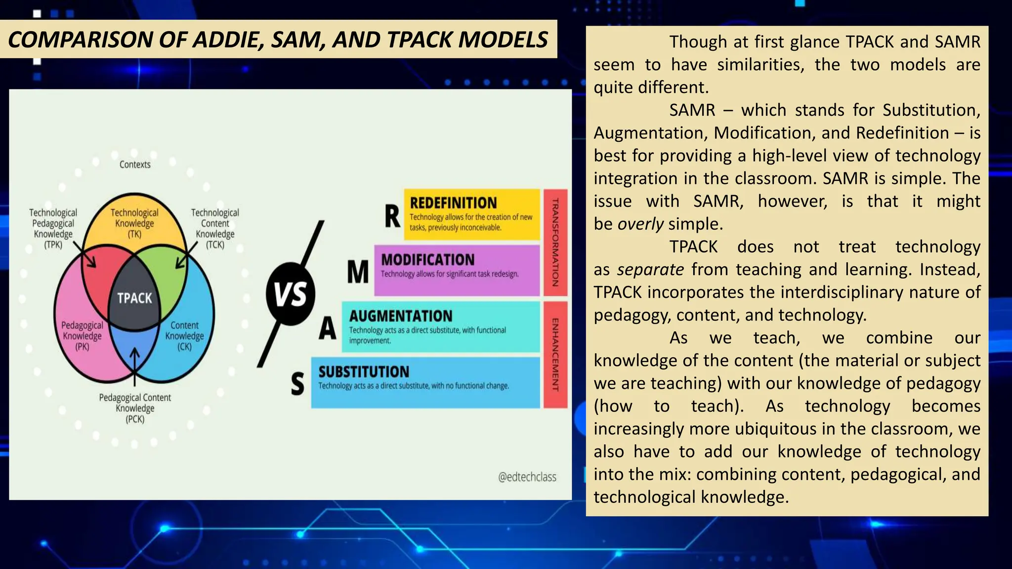 a collaborative effort on exploring addie,sam,tpack model | PPT