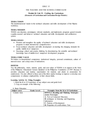 Educ 15 The Teacher and the School Curriculum | DOCX