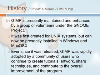 Educ 190 Report on GIMP | PPTX | Photo Editing Software | Computer ...
