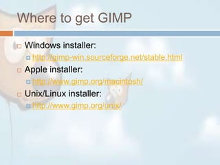 Educ 190 Report on GIMP | PPTX | Photo Editing Software | Computer Software and Applications