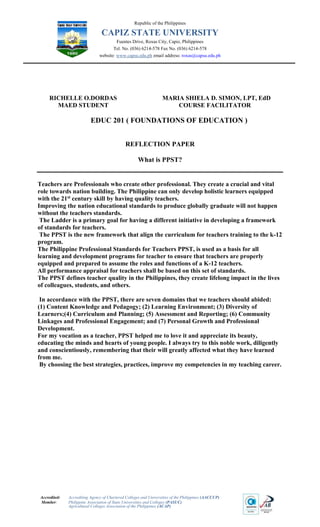Educ 201 -My Reflection about PPST.docx