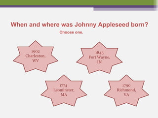 Educ 214 Johnny Appleseed Power Point | PPT