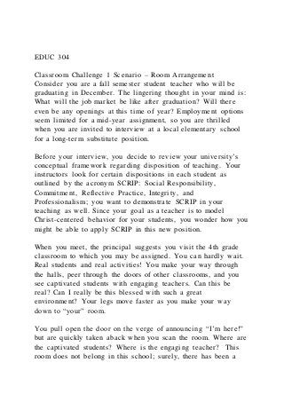 EDUC 304Classroom Challenge 1 Scenario – Room ArrangementCon | DOCX
