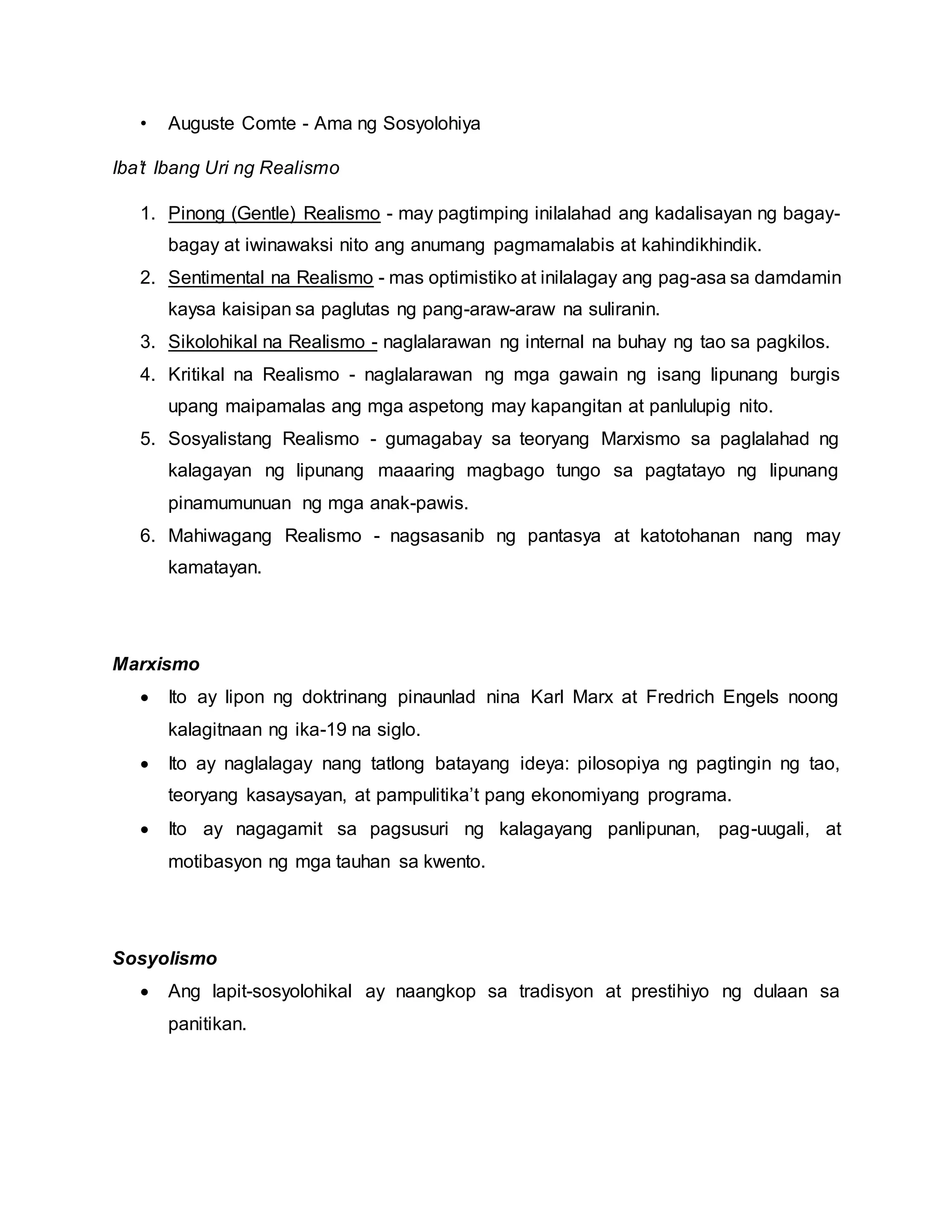 Mga Pananaw at Teoryang Pampanitikan | DOCX