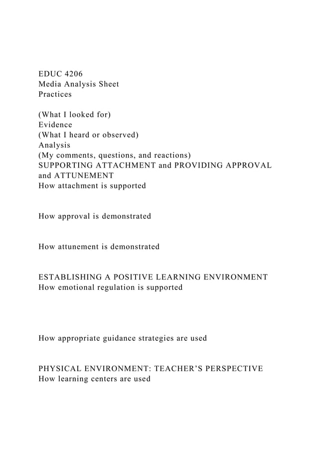EDUC 4206Media Analysis SheetPractices(What I looked for.docx