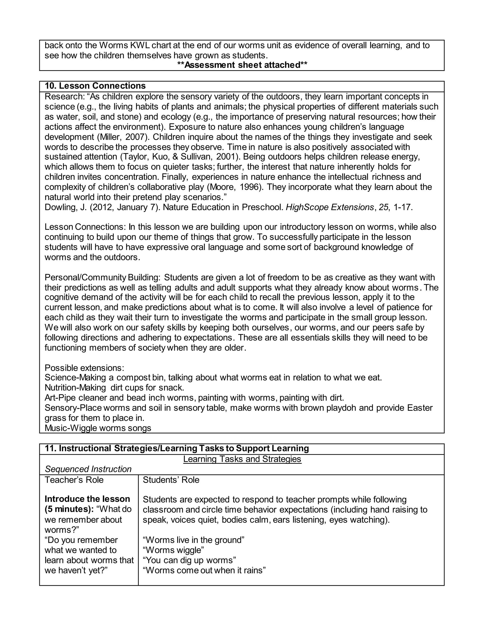 Educ 457 Lesson Plan #2: Where Do Worms Live? | DOCX