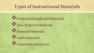 Principles in selecting Instructional Materials | PPTX