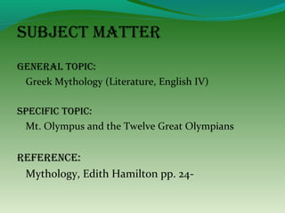 Greek Gods and Goddesses | PPT