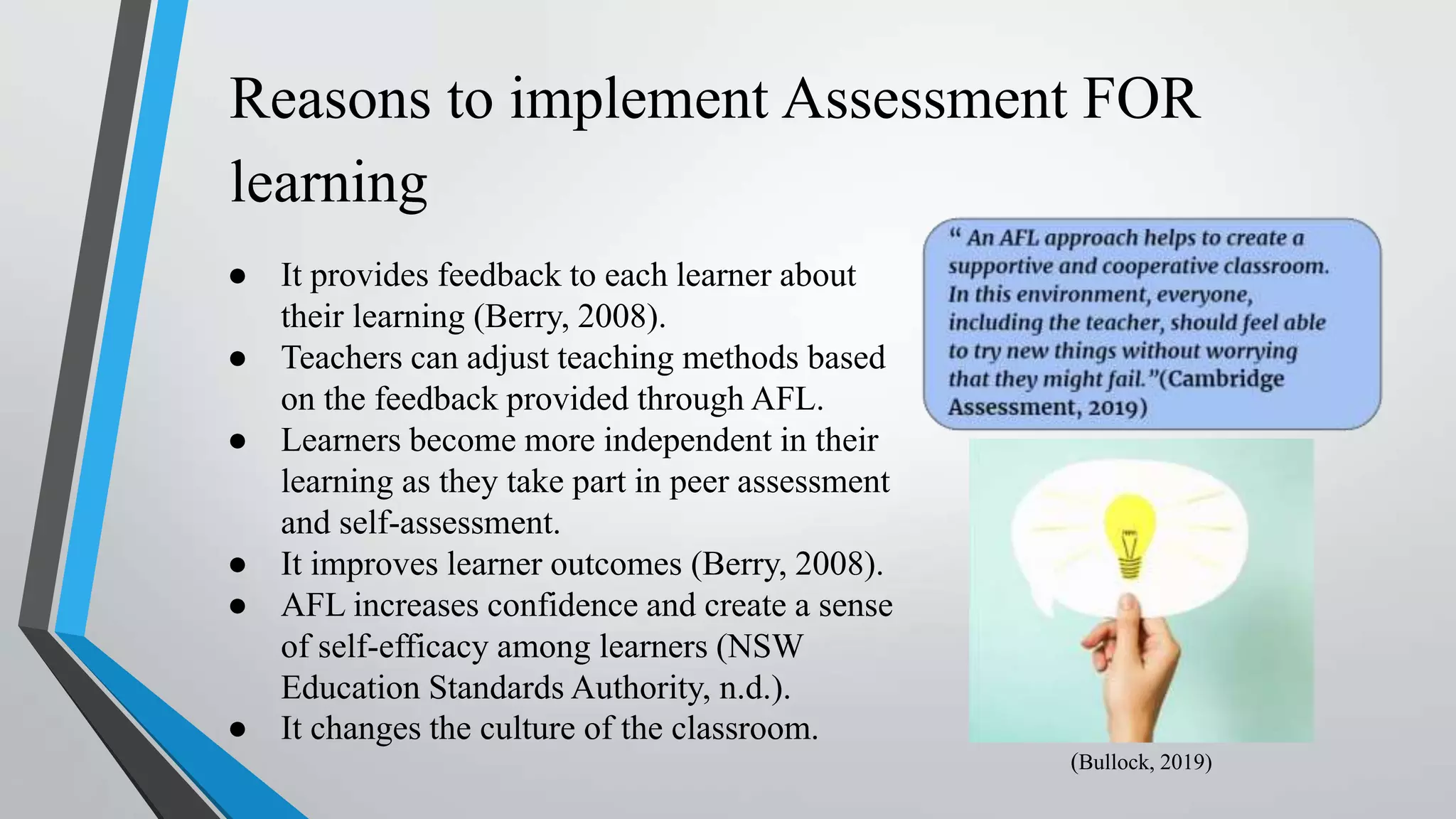 Assessment for, of, and as learning | PPTX