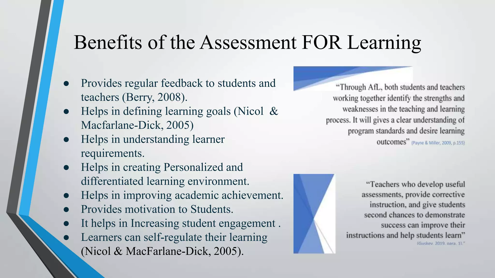 Assessment for, of, and as learning | PPTX