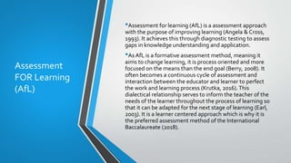 Assessment for, of, and as learning | PPTX