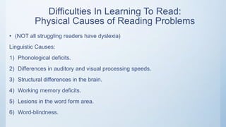 Educ 551 recognizing and overcoming reading problems | PPT