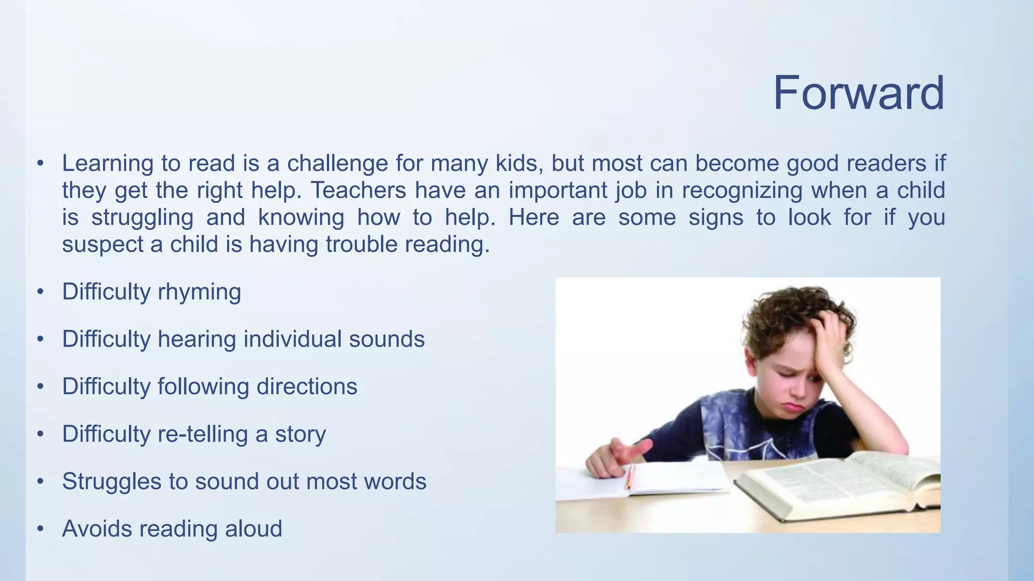 Educ 551 recognizing and overcoming reading problems | PPT