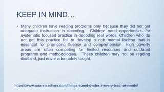Educ 551 recognizing and overcoming reading problems | PPTX