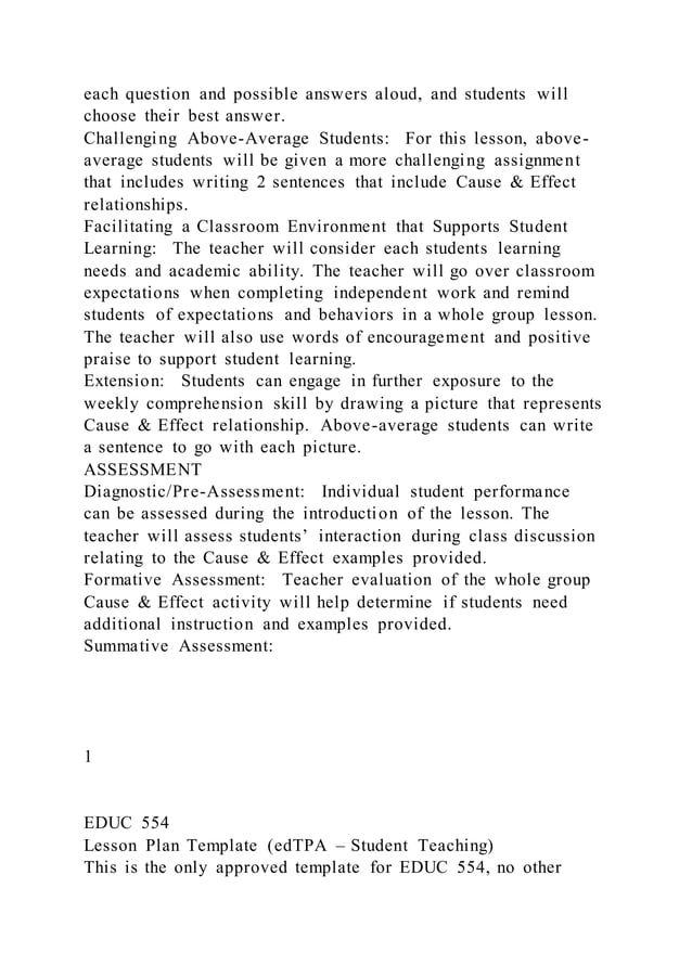 Educ 554 lesson plan template (edtpa – student teaching)this | DOCX