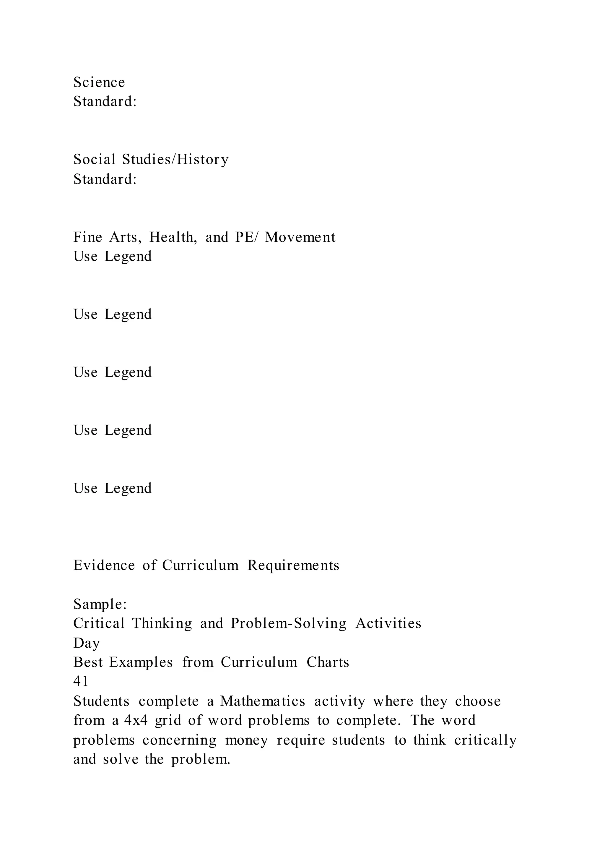 EDUC 571Curriculum Project Mapping, Charts, Evidences, and Reso | DOCX