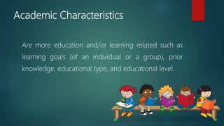learner characteristics and learning styles and strategies | PPTX
