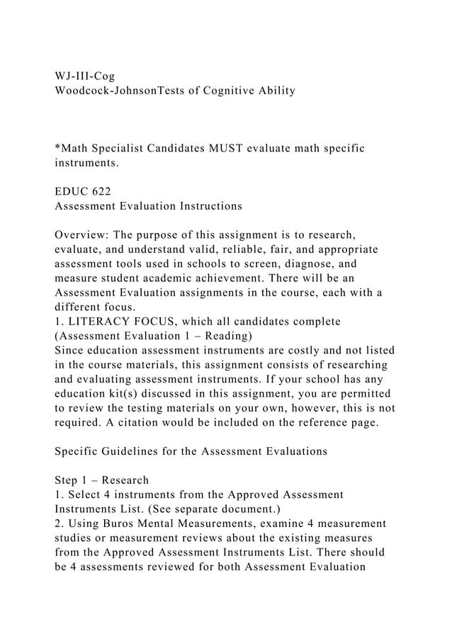 EDUC 622Approved Assessment Instruments ListTest Abbreviation.docx