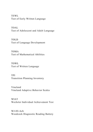 EDUC 622Approved Assessment Instruments ListTest Abbreviation.docx