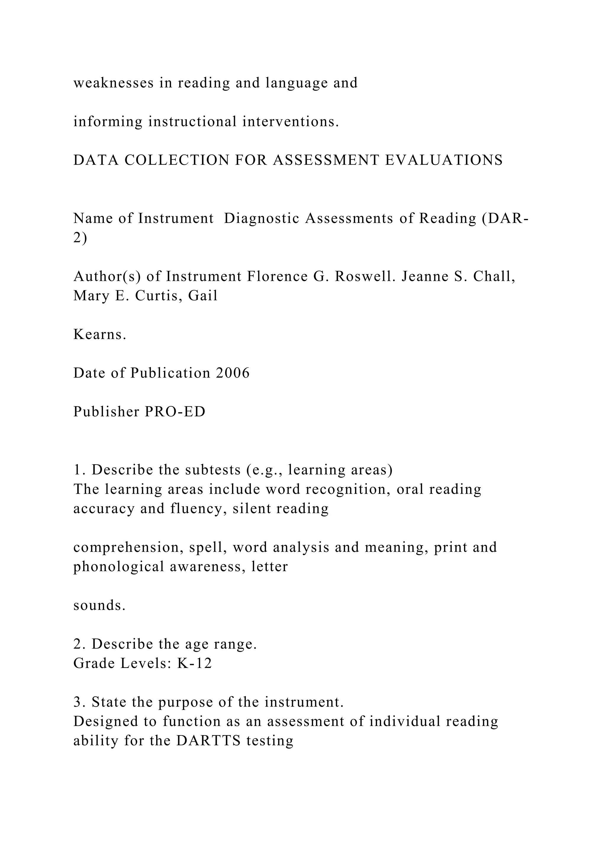 EDUC 622Data Collection Template for Assessment EvaluationsCol.docx