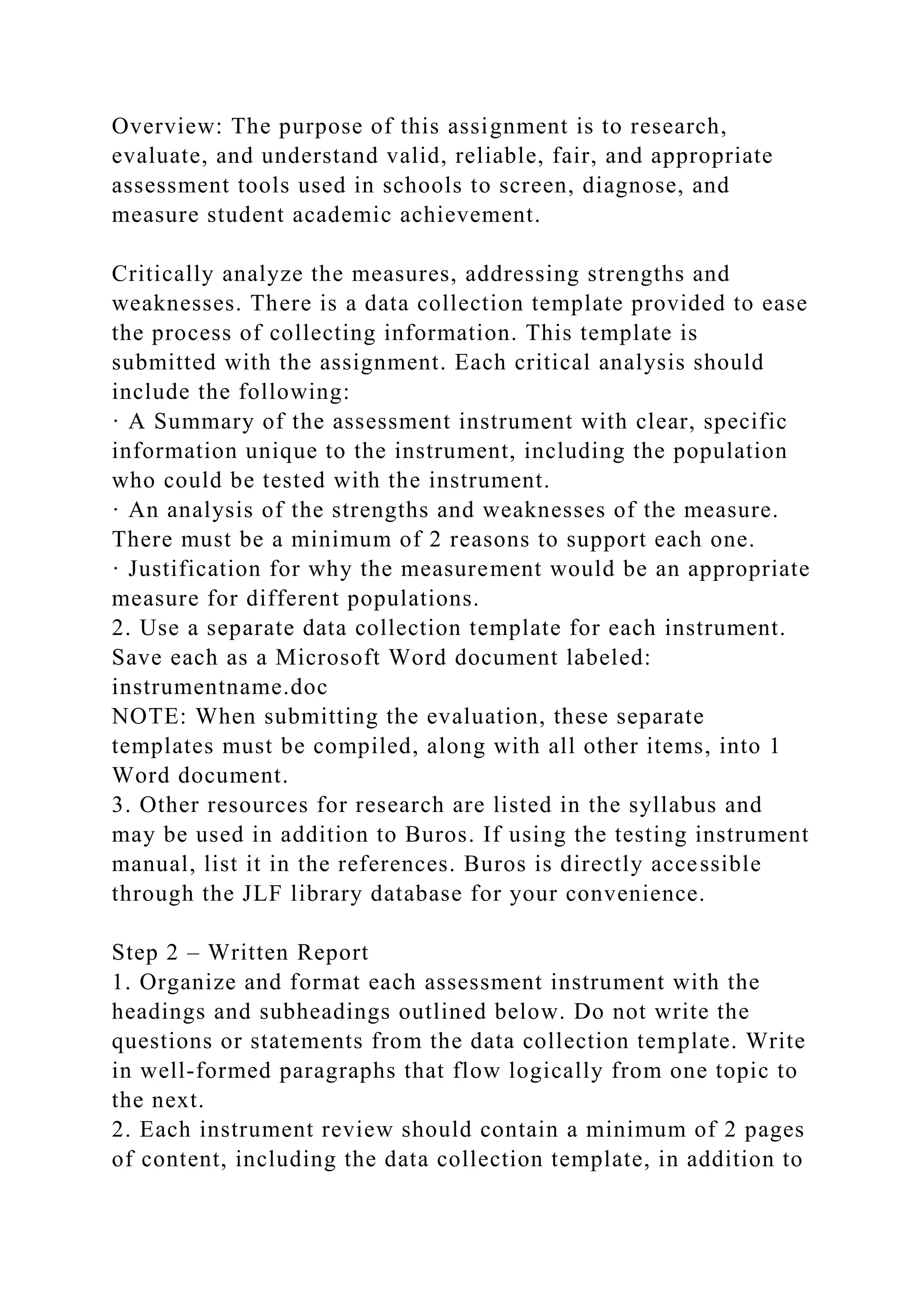 EDUC 622Data Collection Template for Assessment EvaluationsCol.docx