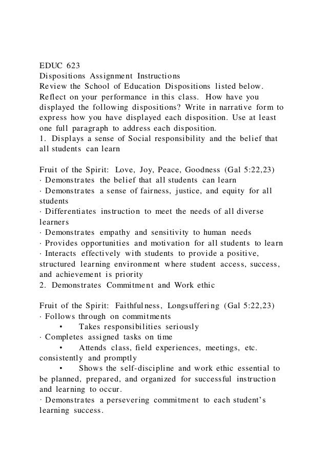 EDUC 623Dispositions Assignment InstructionsReview the School | DOCX